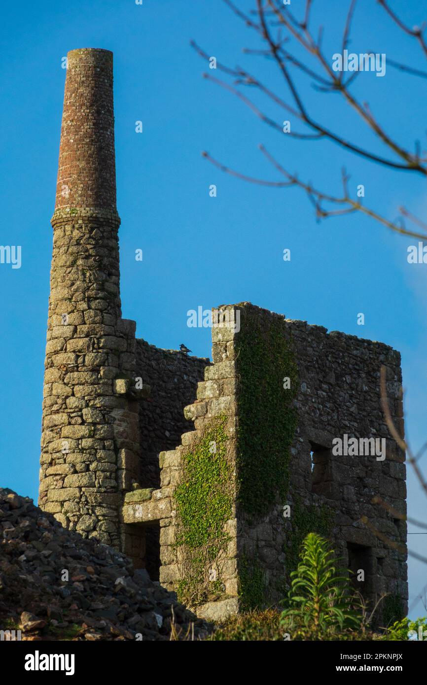 Wheal Owles, tin mine, engine house Stock Photo - Alamy