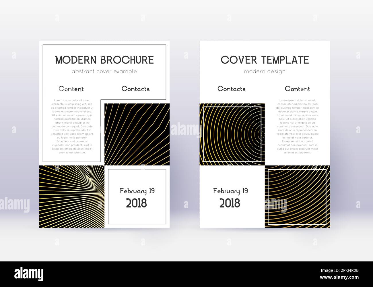 Business cover design template set. Gold abstract lines on black ...