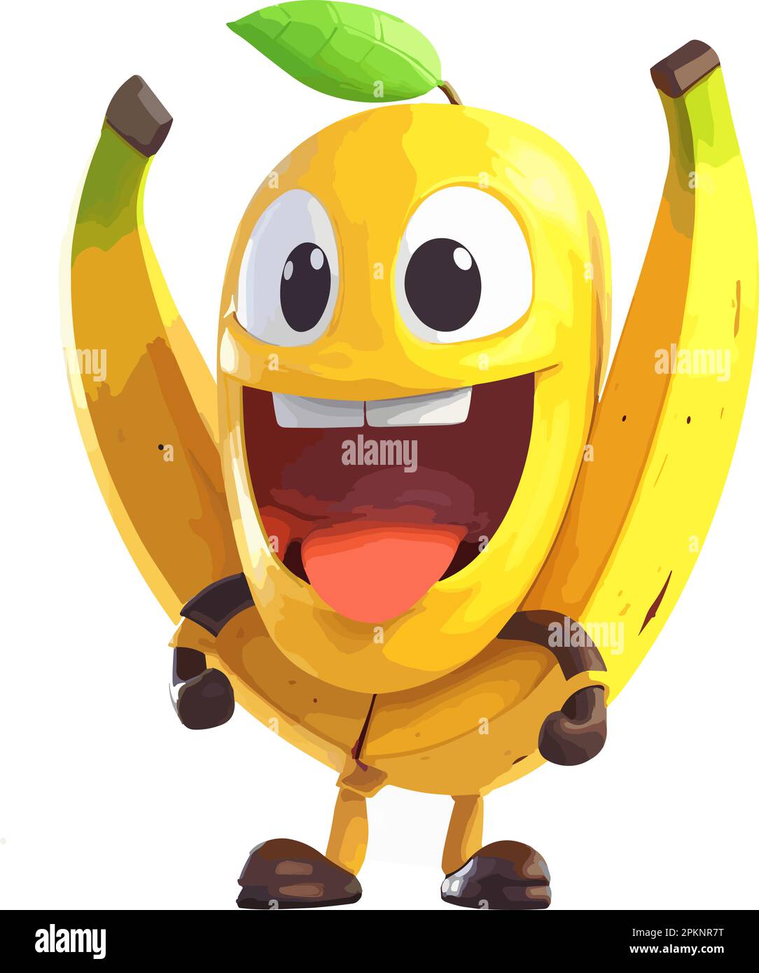 cute chibi banana smiley character. vector art. fruit character. cartoon art. funny banana Stock ...