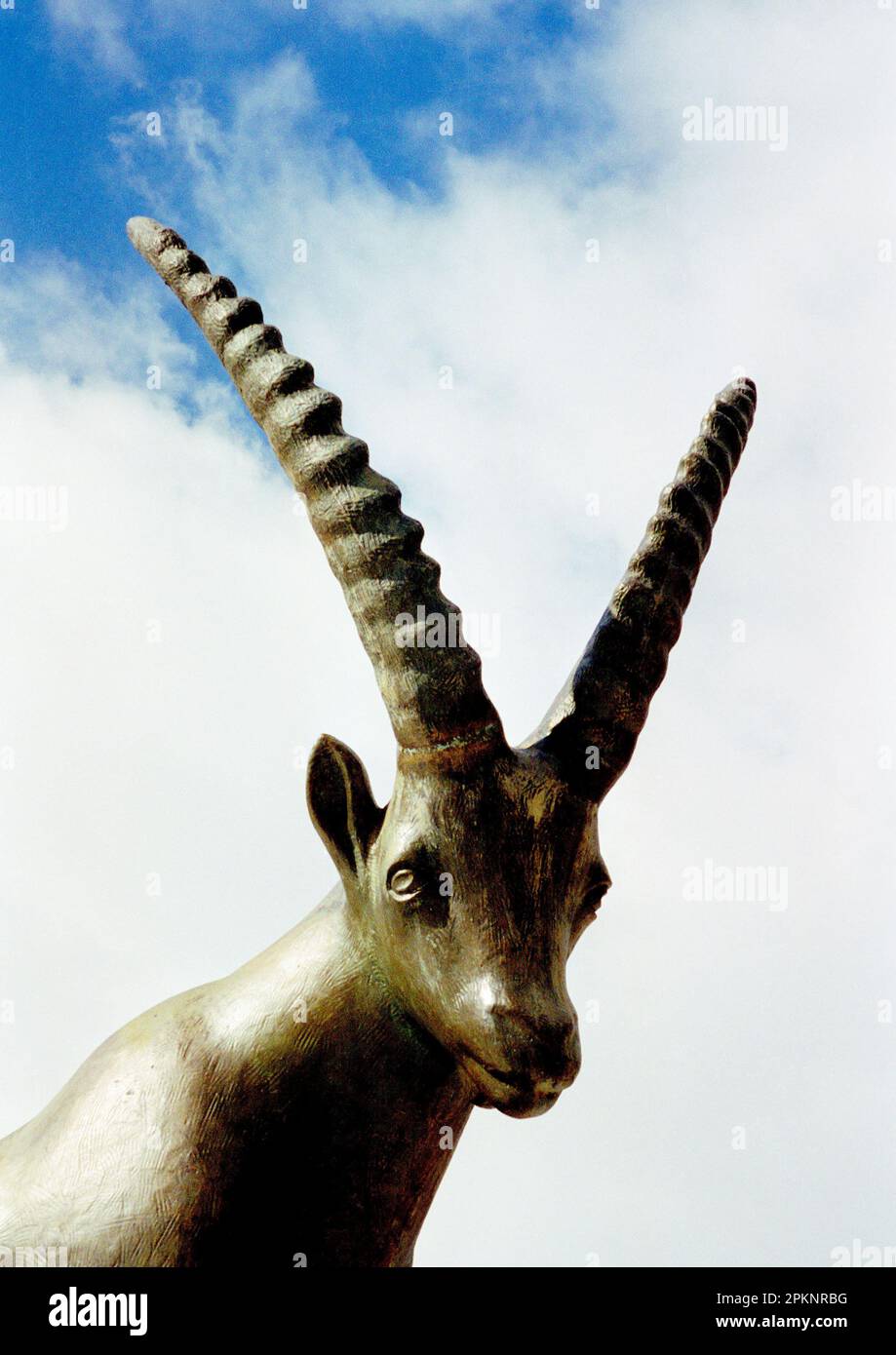 Bronze ibex from Pralognan ski resort in the Alps Stock Photo - Alamy