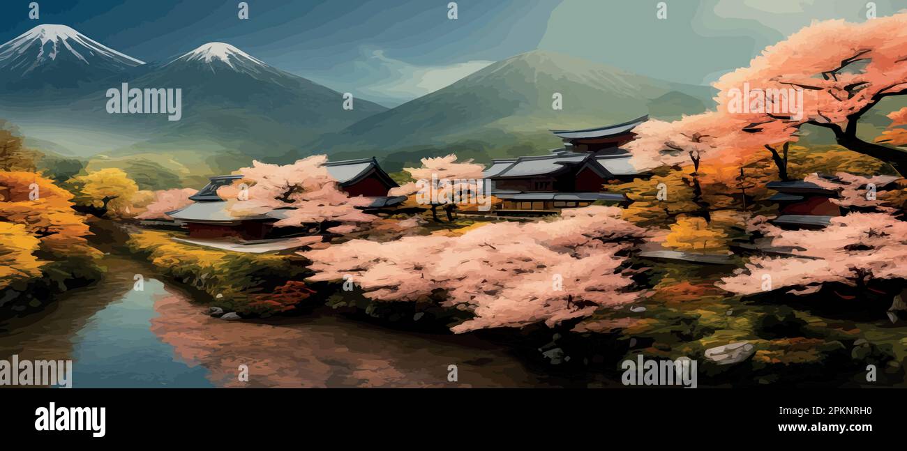 Tokyo garden spring Stock Vector Images - Alamy