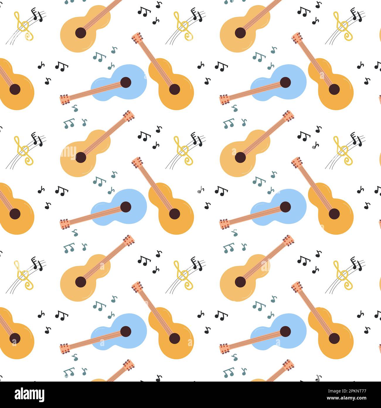 vector pattern of guitars with musical notes Stock Vector Image & Art ...