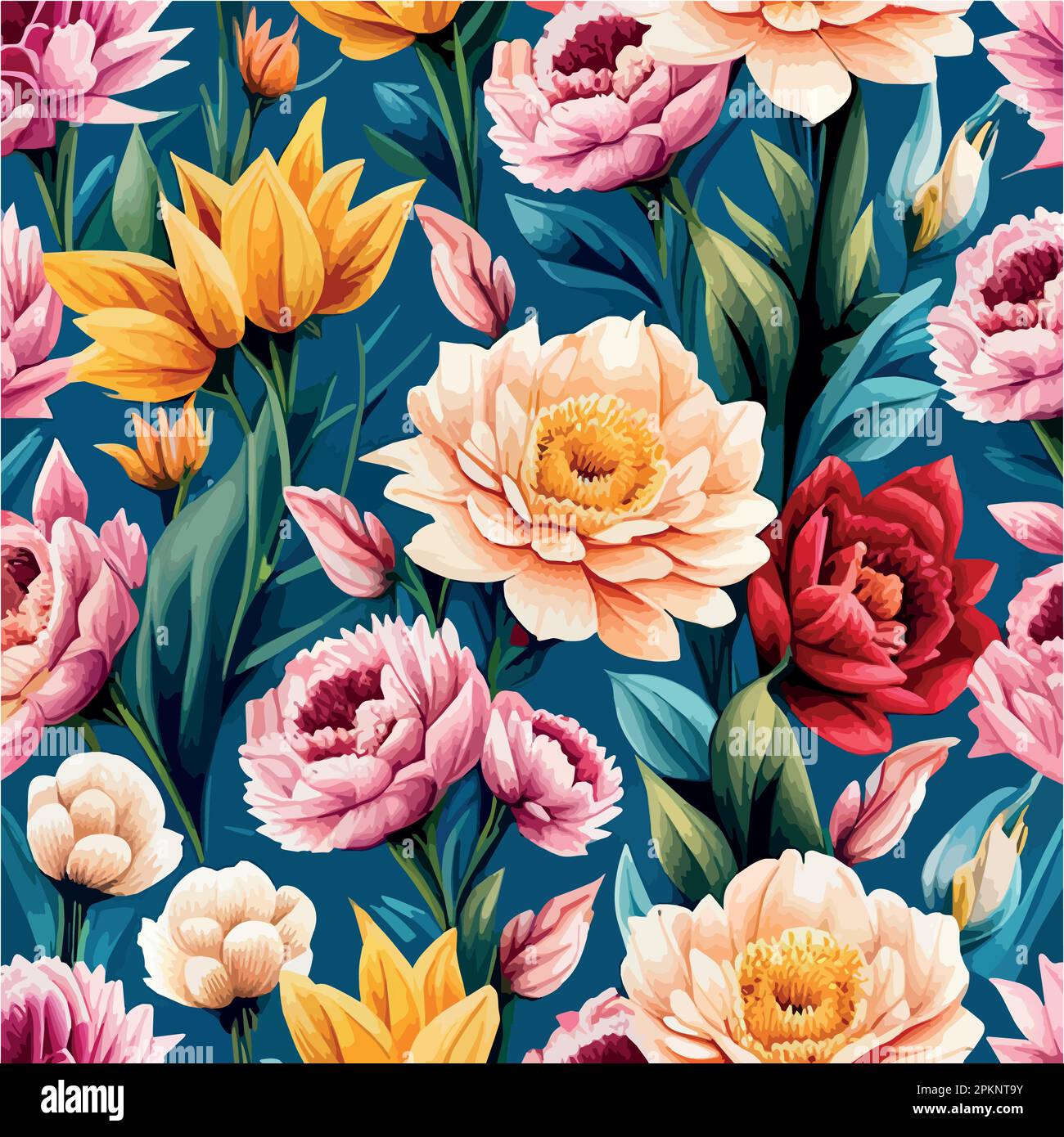 Vintage Bright Floral Wallpaper