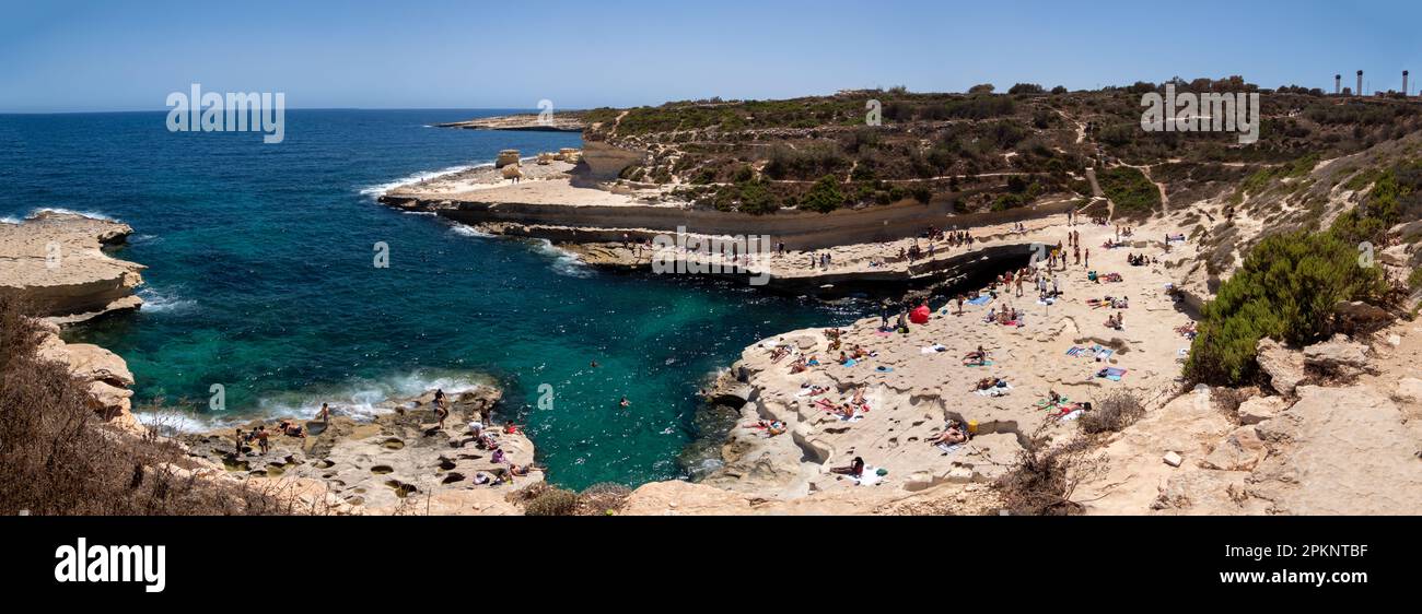 Marsaxlokk, Malta - May, 2021: St. Peter’s Pool is one of the most ...