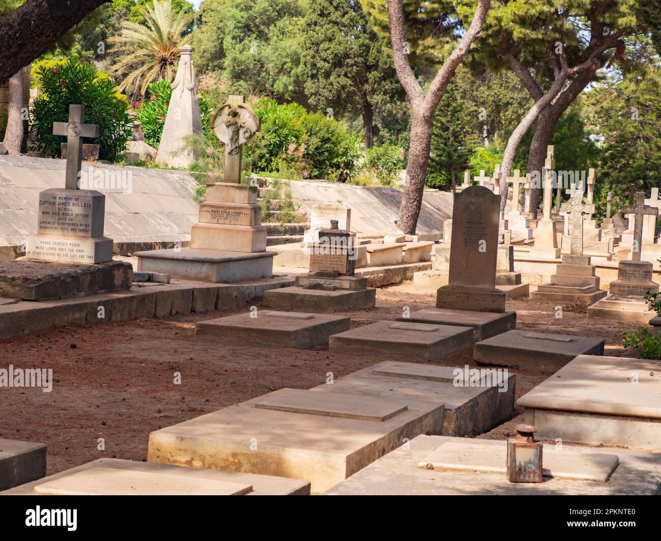Floriana, Malta - May, 2021: Military Cemetery Pieta (Pietà) located just outside Valletta . The ...