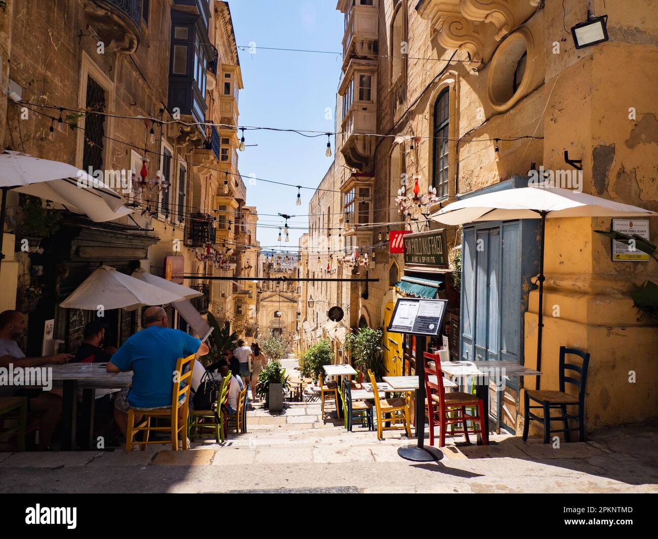 Valletta, Malta - June, 2021: Narrow street of Valletta town in the ...
