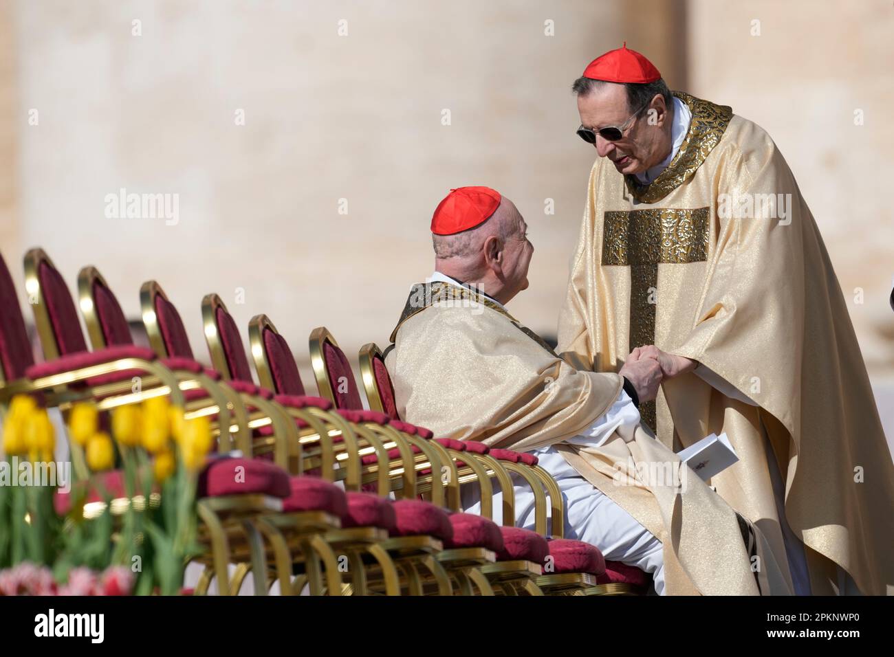 From left, Cardinals Angelo Comastri and Giovanni Lajolo arrive in St ...