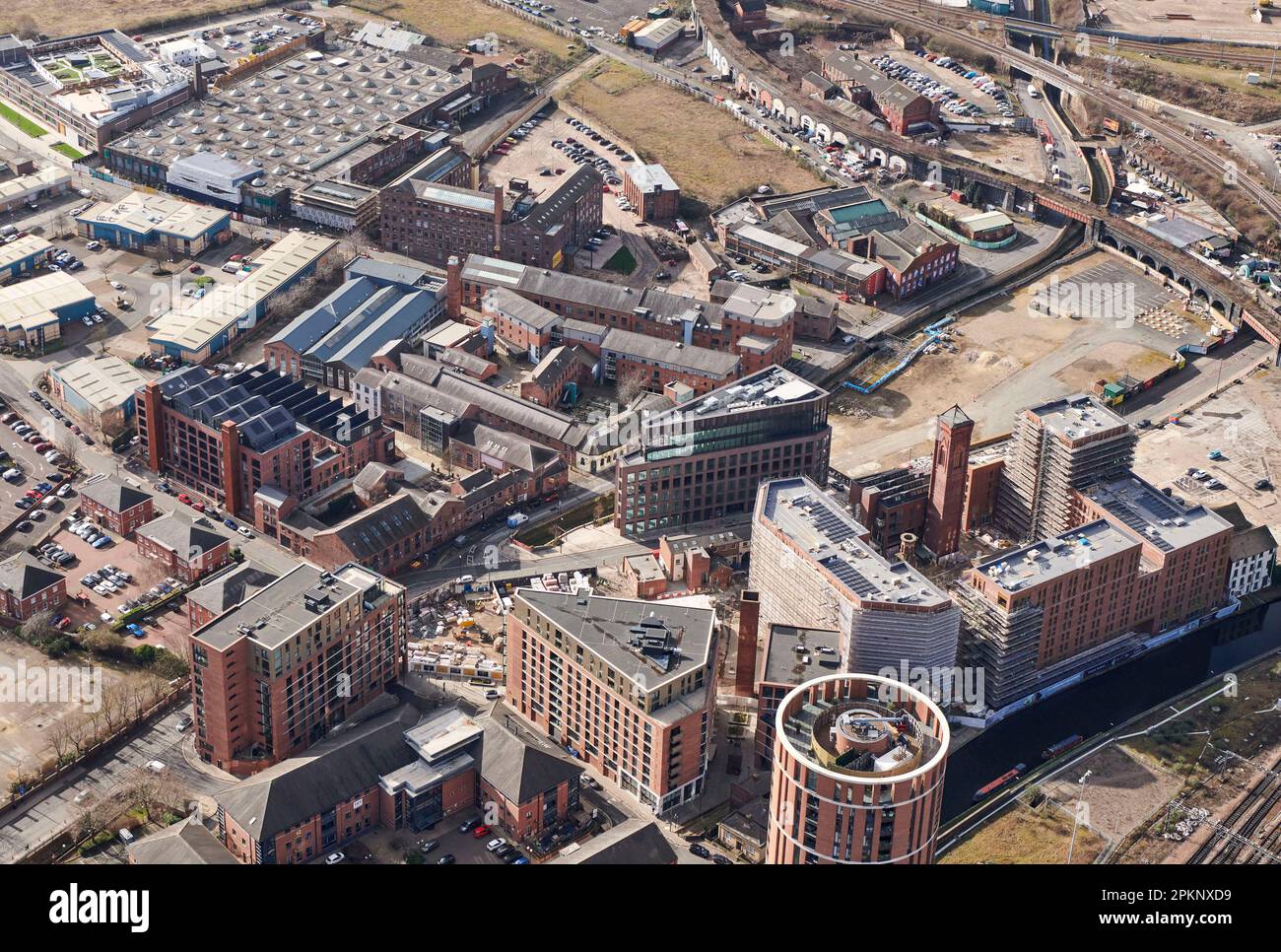 An aerial view of the south side of Leeds City Centre, West Yorkshire ...