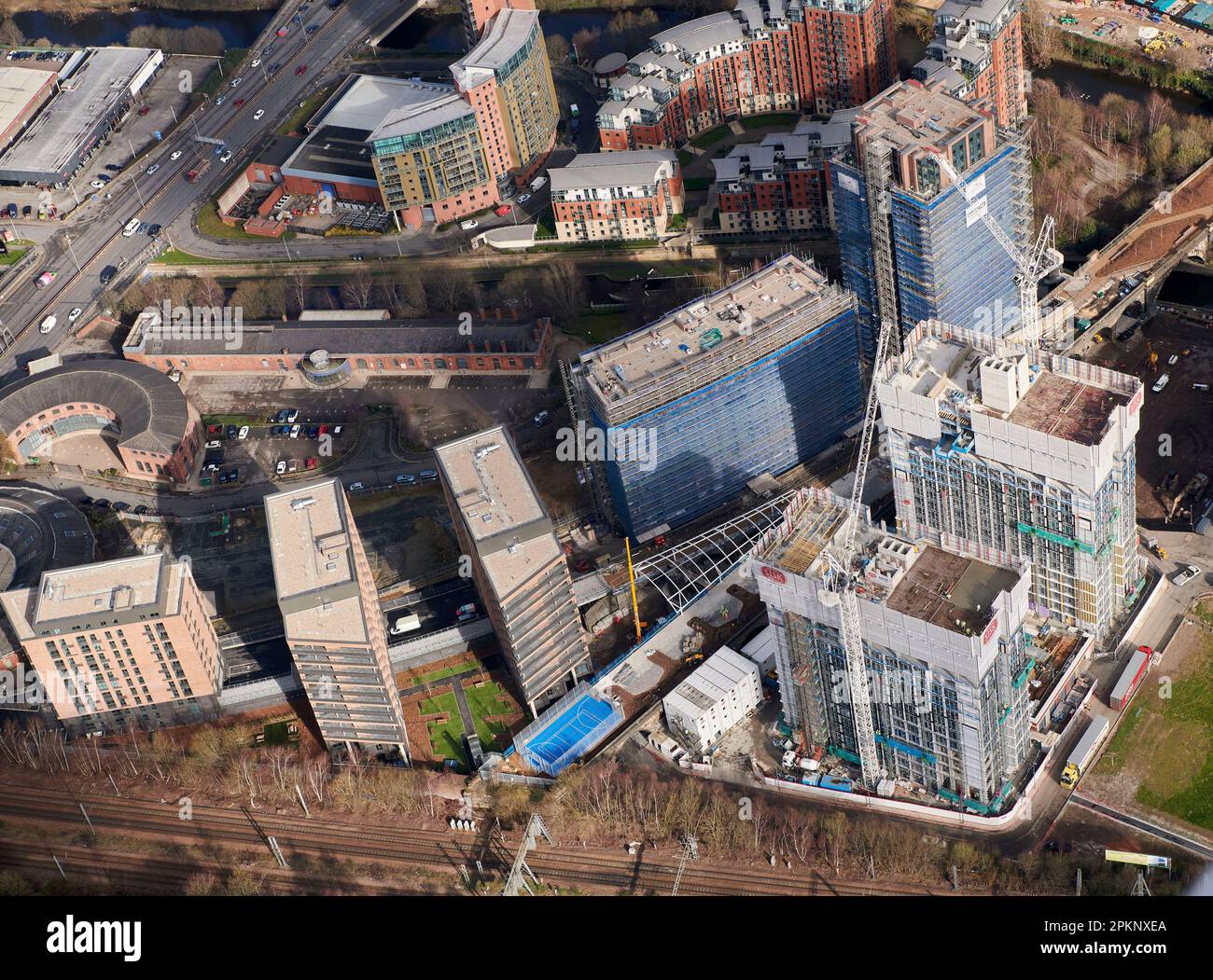 An aerial view of Leeds City Centre, West Yorkshire, Northern England ...