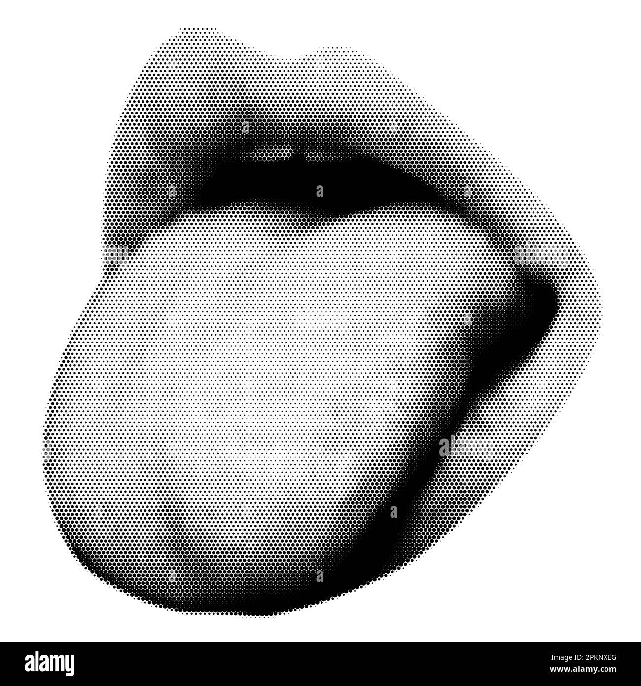 Halftone mouth. Collage design lips in trendy magazine style. Vector ...