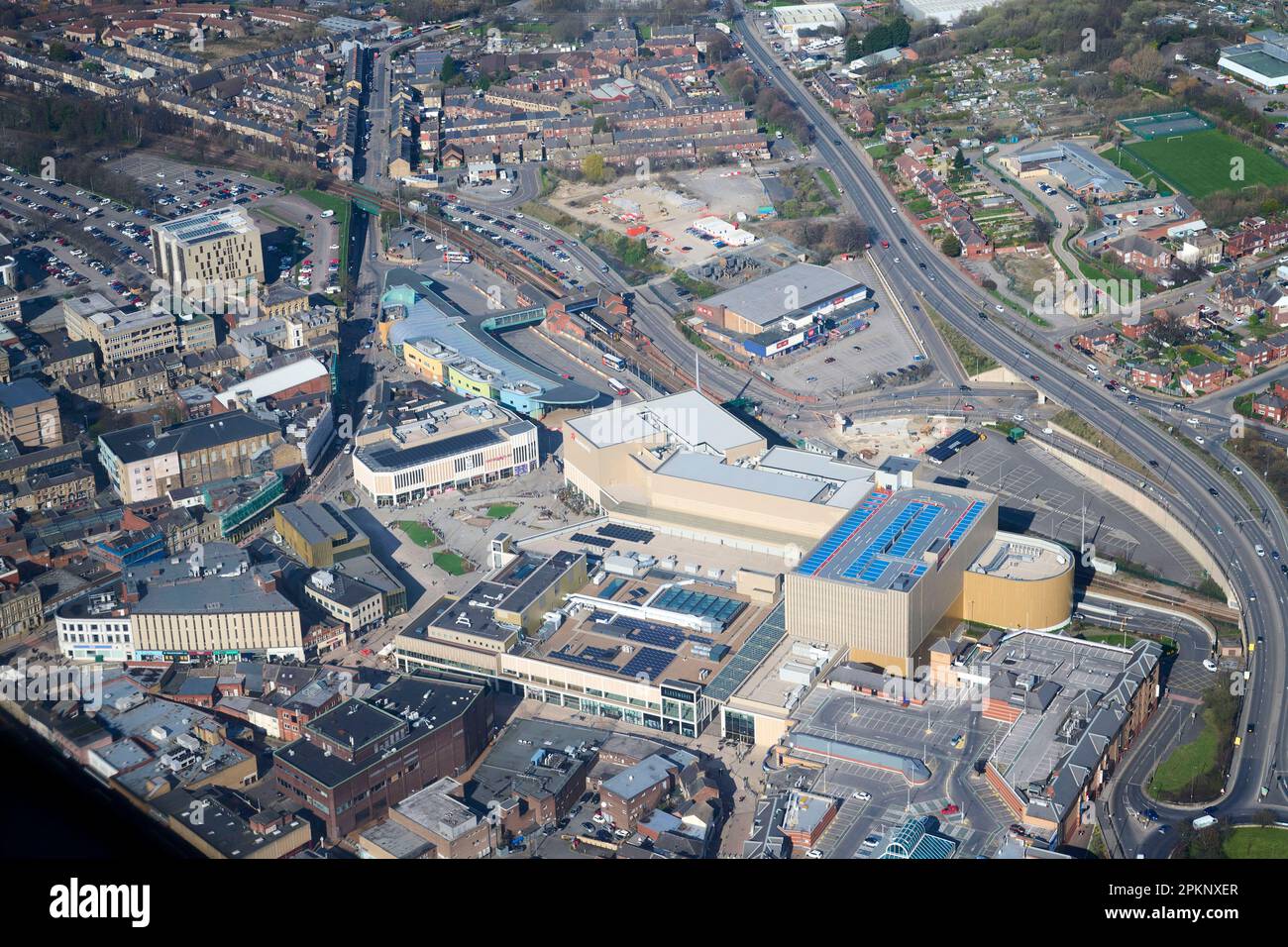 An aerial photograph of barnsley town centre hi-res stock photography ...