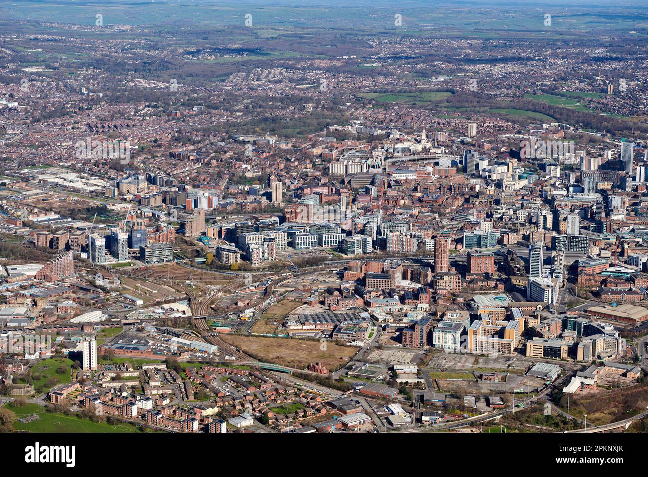 An aerial view of Leeds City Centre, West Yorkshire, Northern England ...