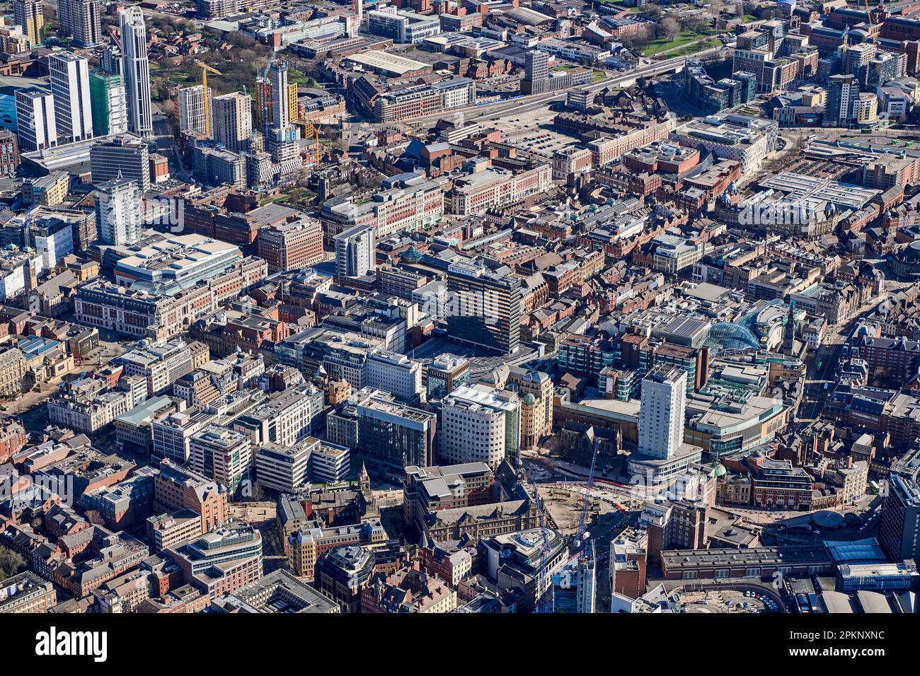 An aerial view of Leeds City Centre, West Yorkshire, Northern England ...