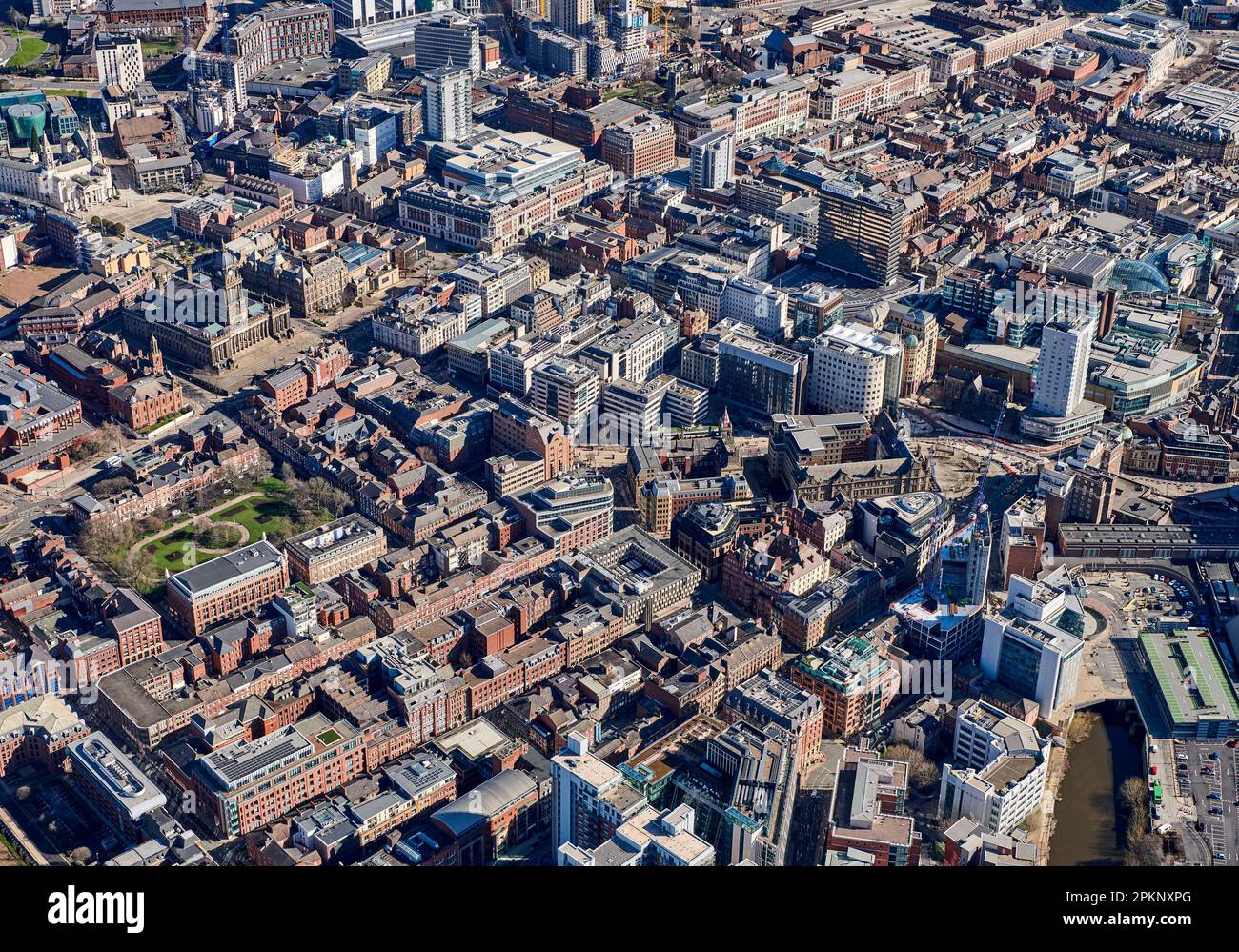 An aerial view of Leeds City Centre, West Yorkshire, Northern England ...