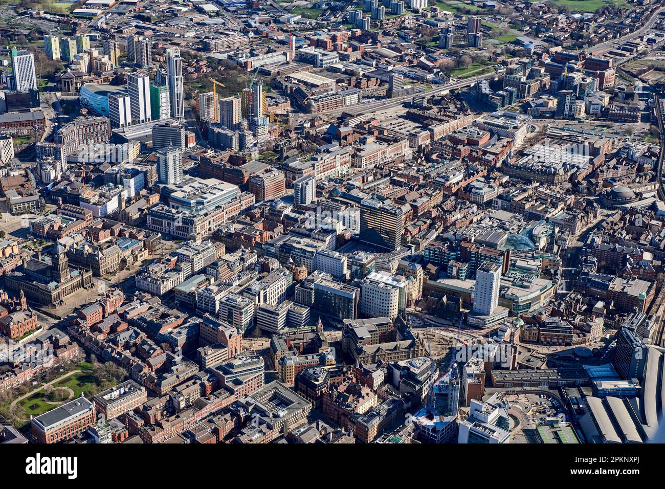 An aerial view of Leeds City Centre, West Yorkshire, Northern England ...