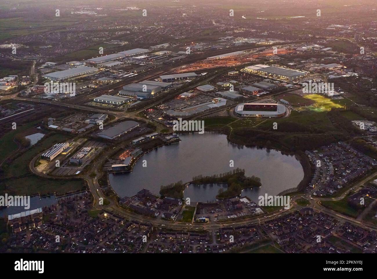 Lakeside, City of Doncaster, South Yorkshire, shot from the air, at ...