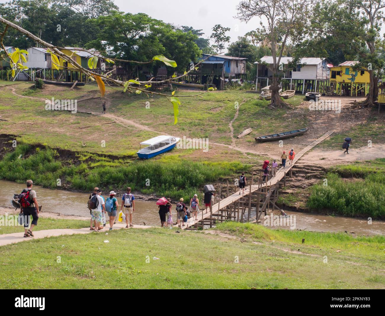 Leticia, Colombia - Sep, 2017: Wooden bridge to the 'Isla de La ...