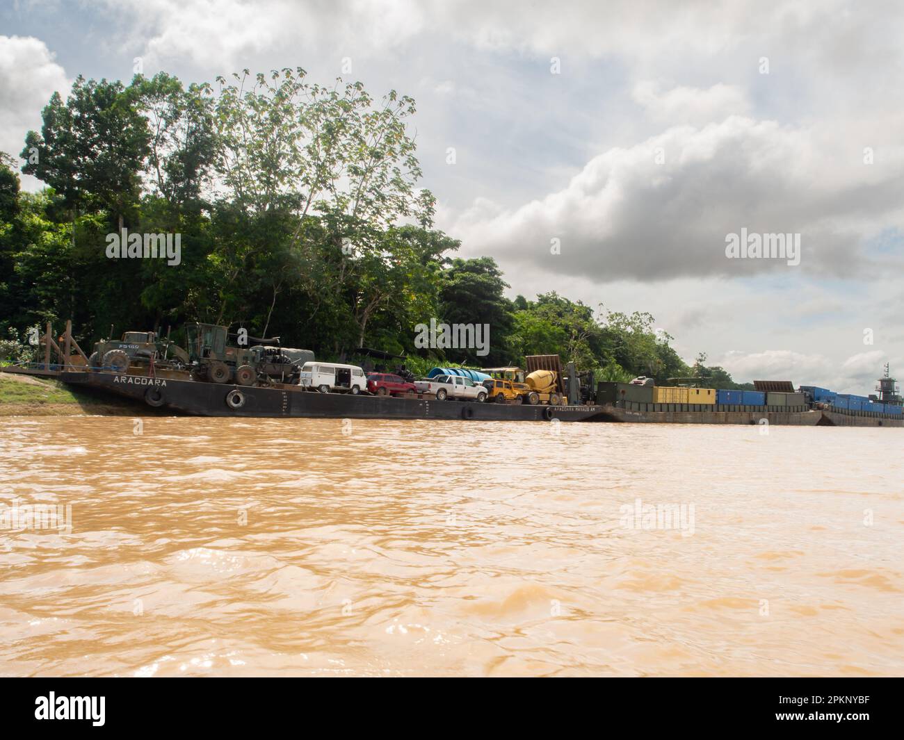 Tabatina, Brazil - Dec, 2017: Transportation many cars across the ...