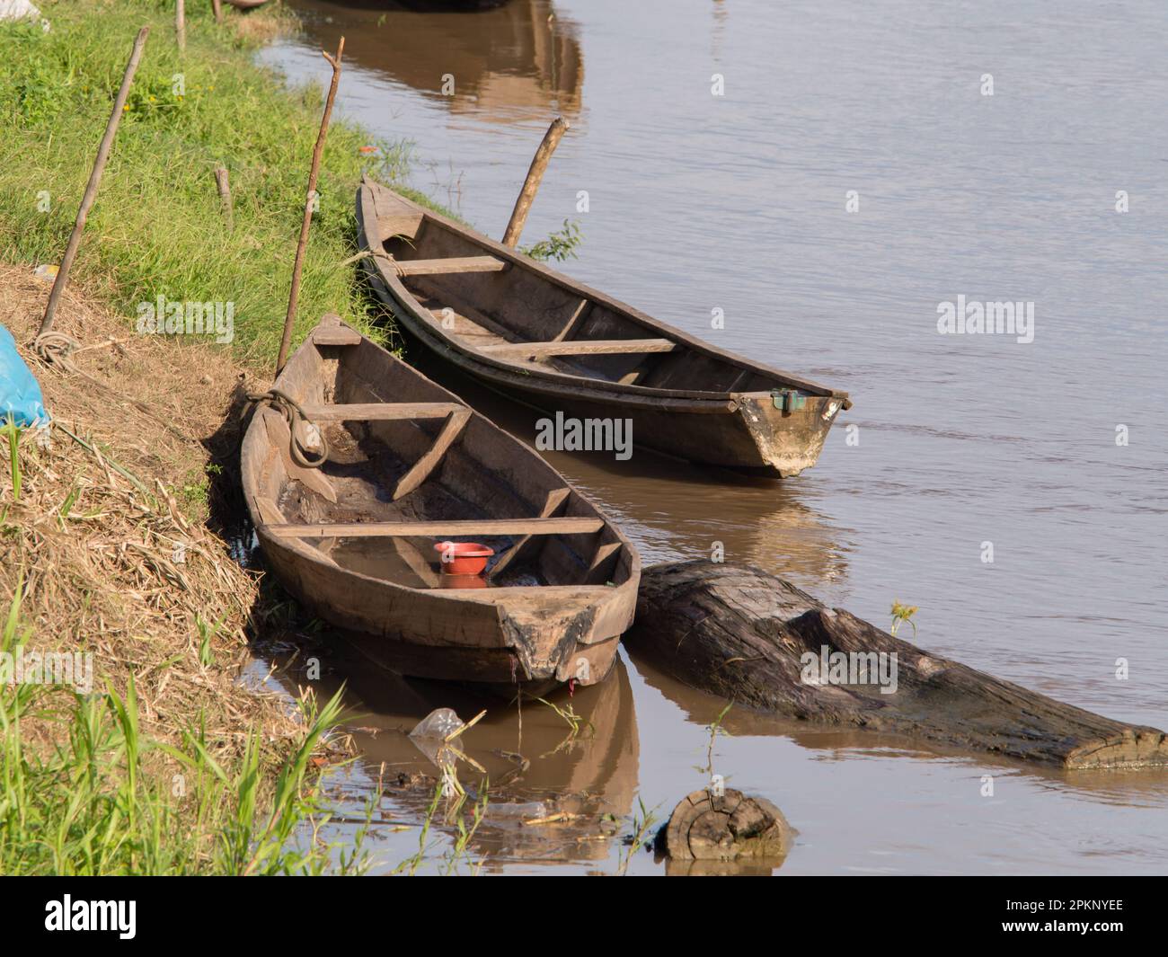 Amazon Rainforest, Peru - December 2017: Village and a lots of wooden ...