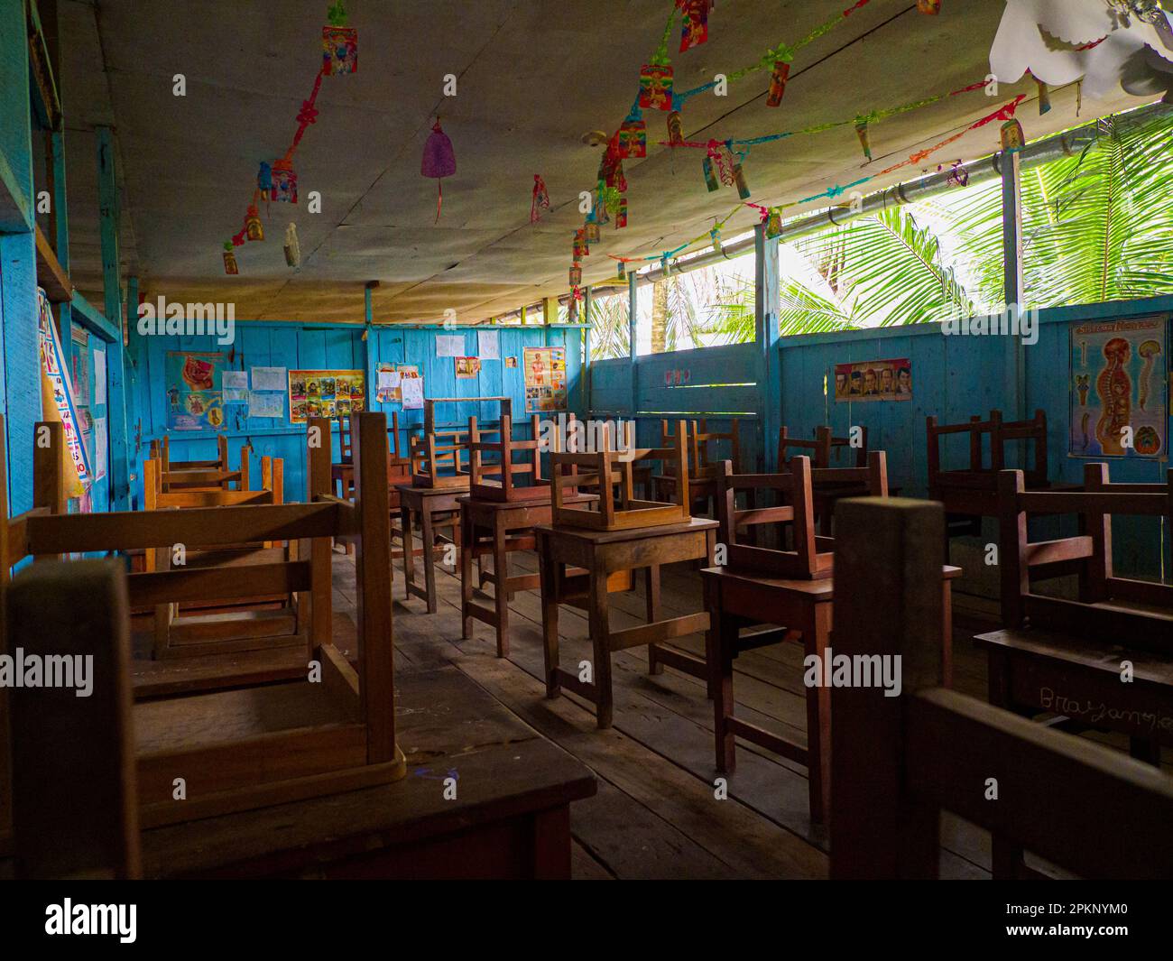 Puerto Miguel, Peru - April, 2022: Primary school in the small village ...