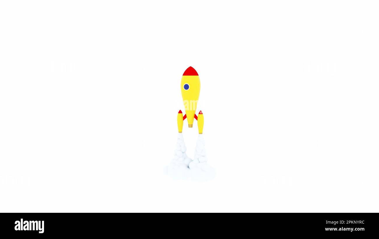 Rocket launch business concept 3d style camera around launch on ...