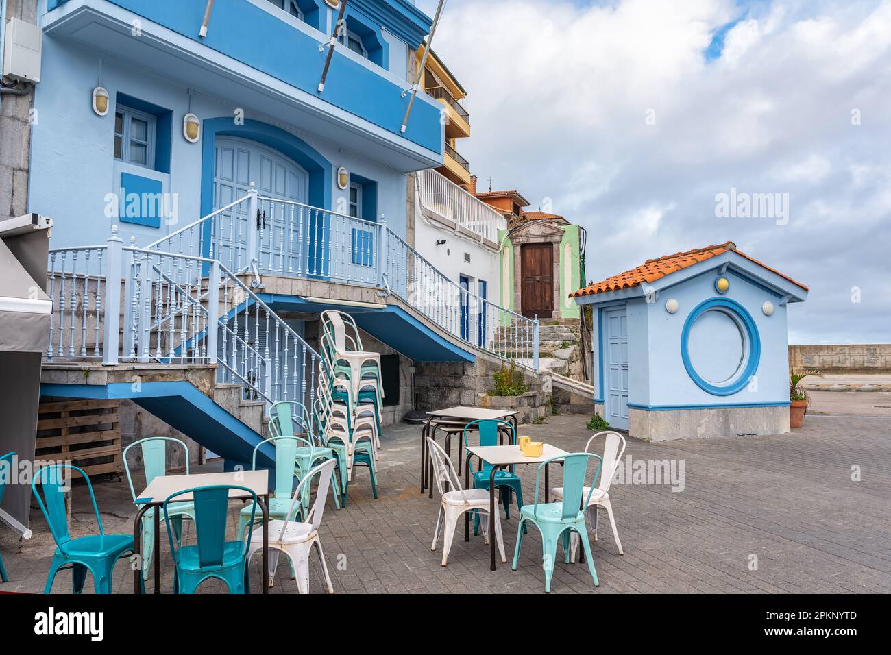 Seaside fishing bars in the northern Spanish resort town of Luanco ...