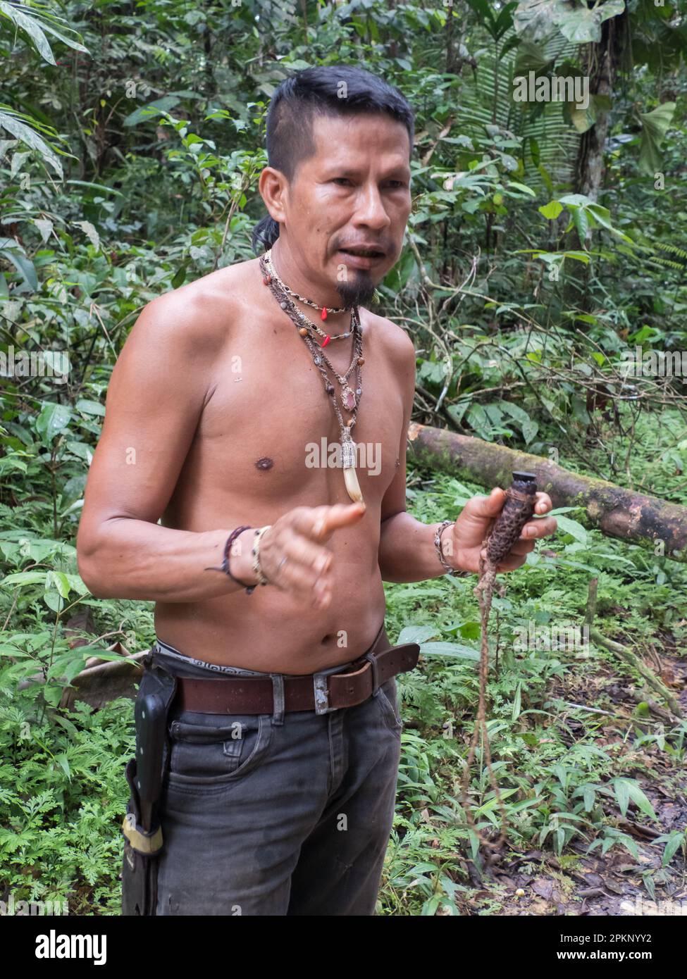 Leticia, Colombia - Dec, 2021: Indian from Huito tribe. Native ...