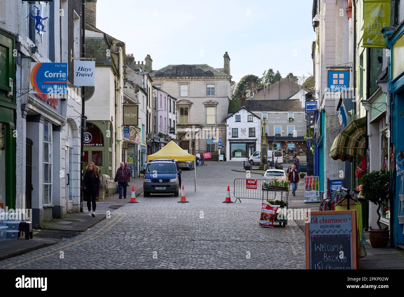 Ulverston Town centre, south Lake District, Cumbria, North West England ...