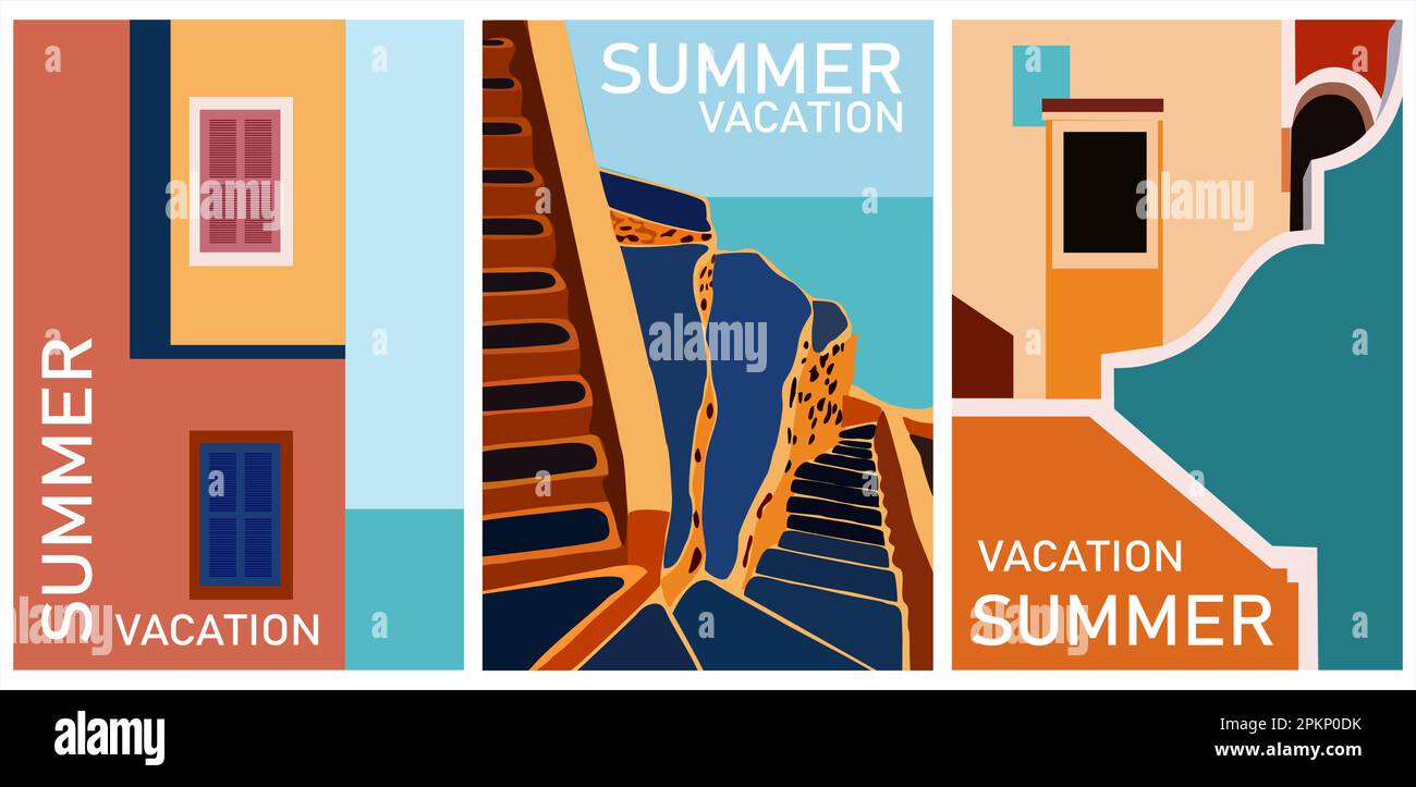 Summer sea Vacation abstract vector poster set Stock Vector Image & Art ...