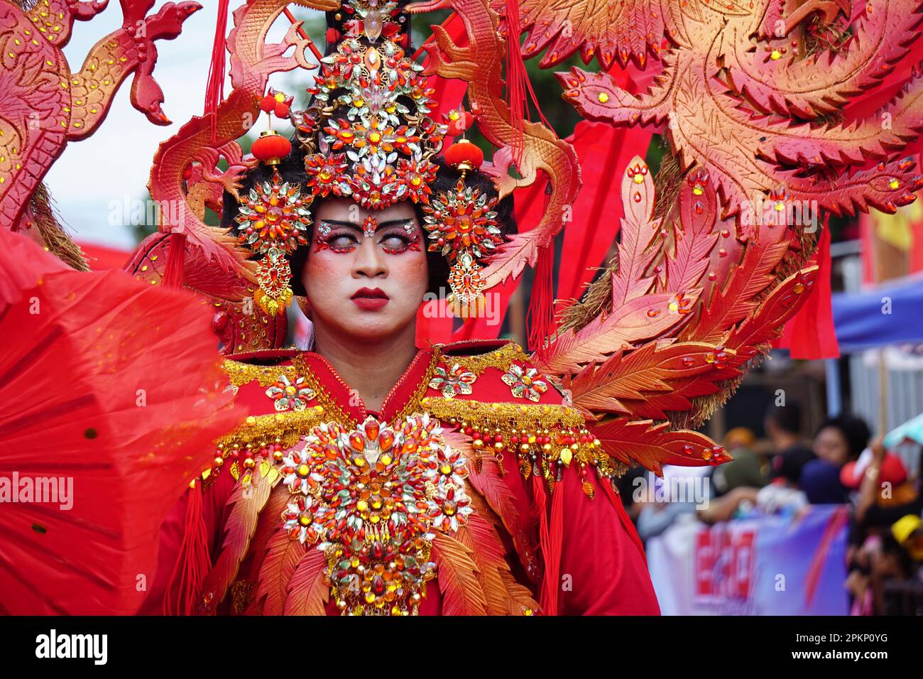 The participant in Biro Fashion Carnival. This is one of the Indonesian costume carnivals Stock ...