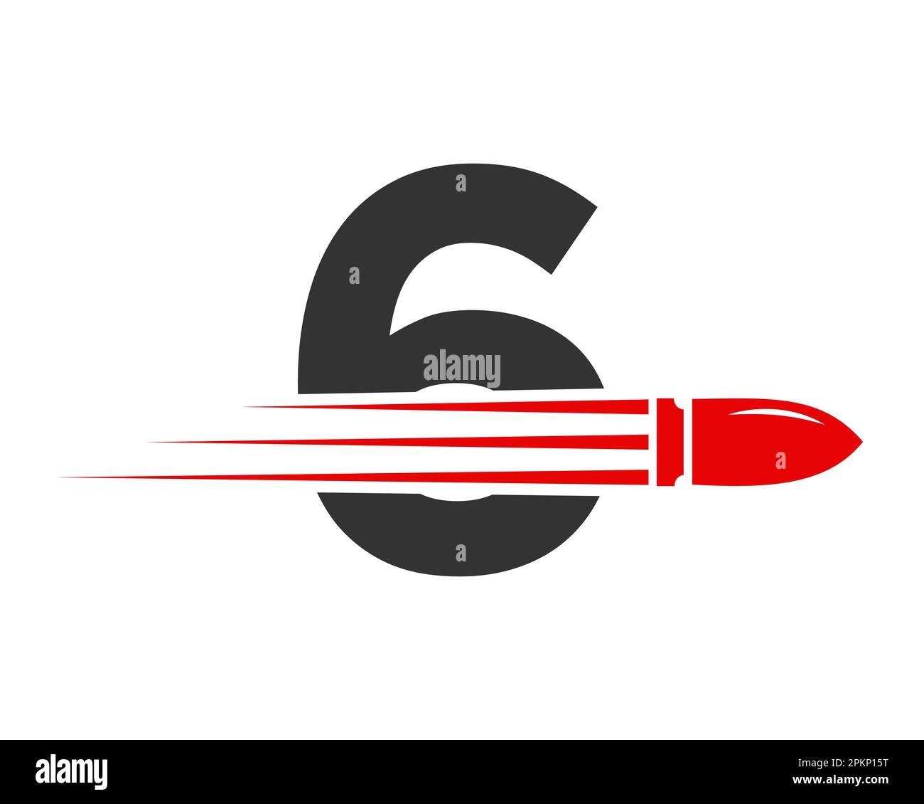 Letter 6 Shooting Bullet Logo With Concept Weapon For Safety and ...