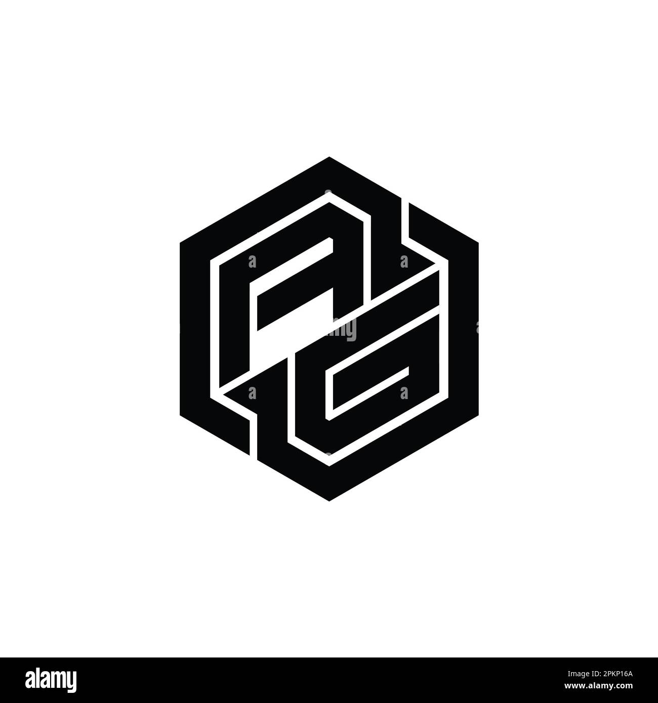AG Logo monogram gaming with hexagon geometric shape design template Stock Photo - Alamy
