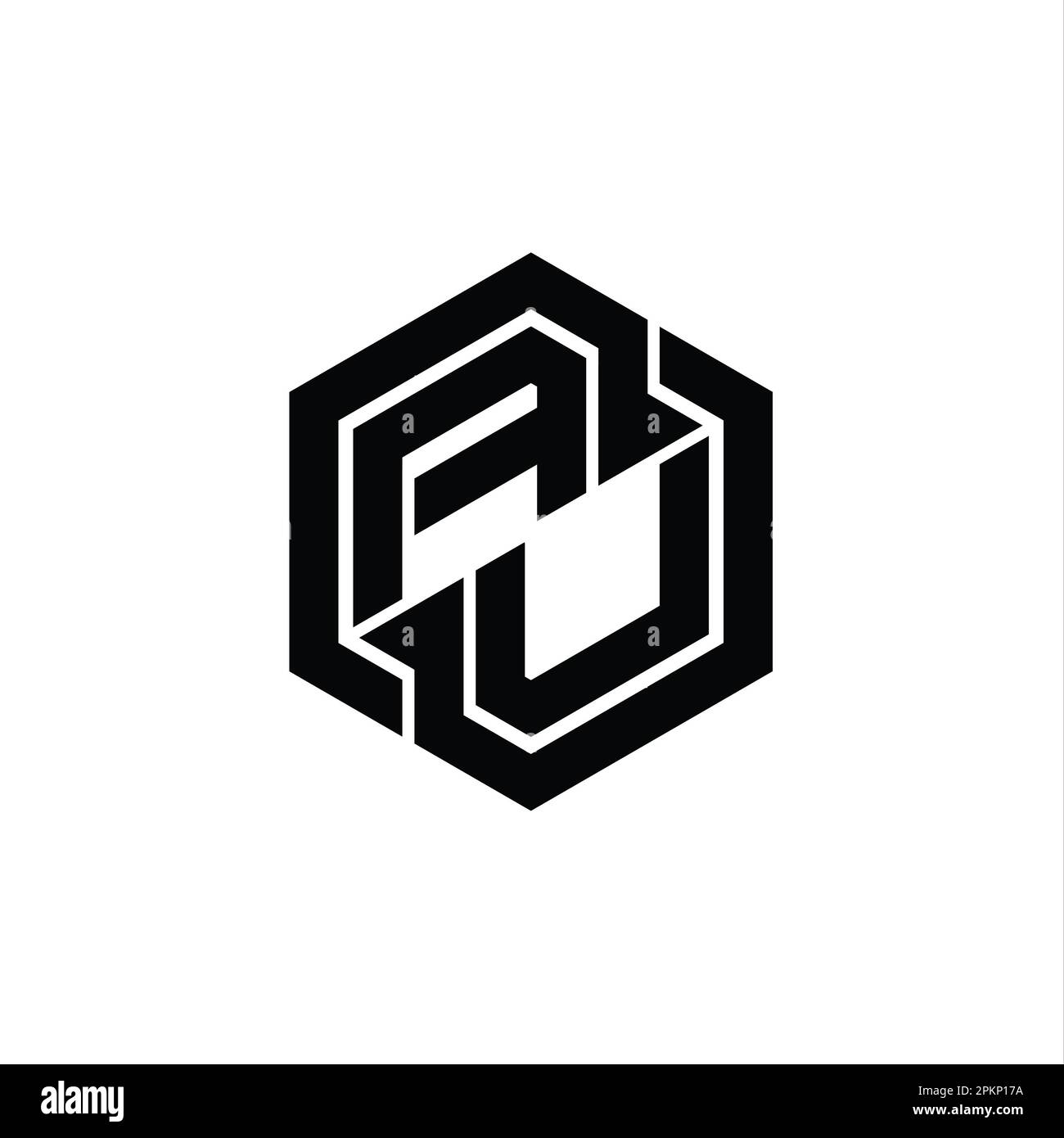 AU Logo monogram gaming with hexagon geometric shape design template ...