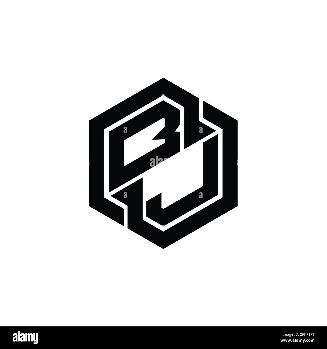 BJ Logo monogram gaming with hexagon geometric shape design template Stock Photo - Alamy