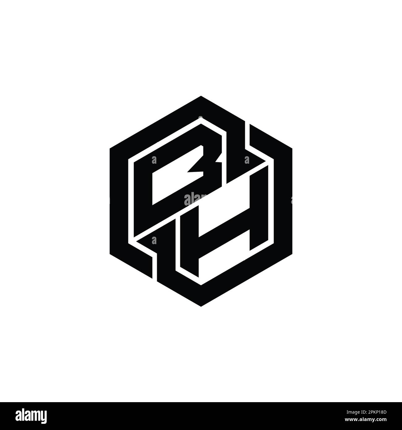 BH Logo monogram gaming with hexagon geometric shape design template ...