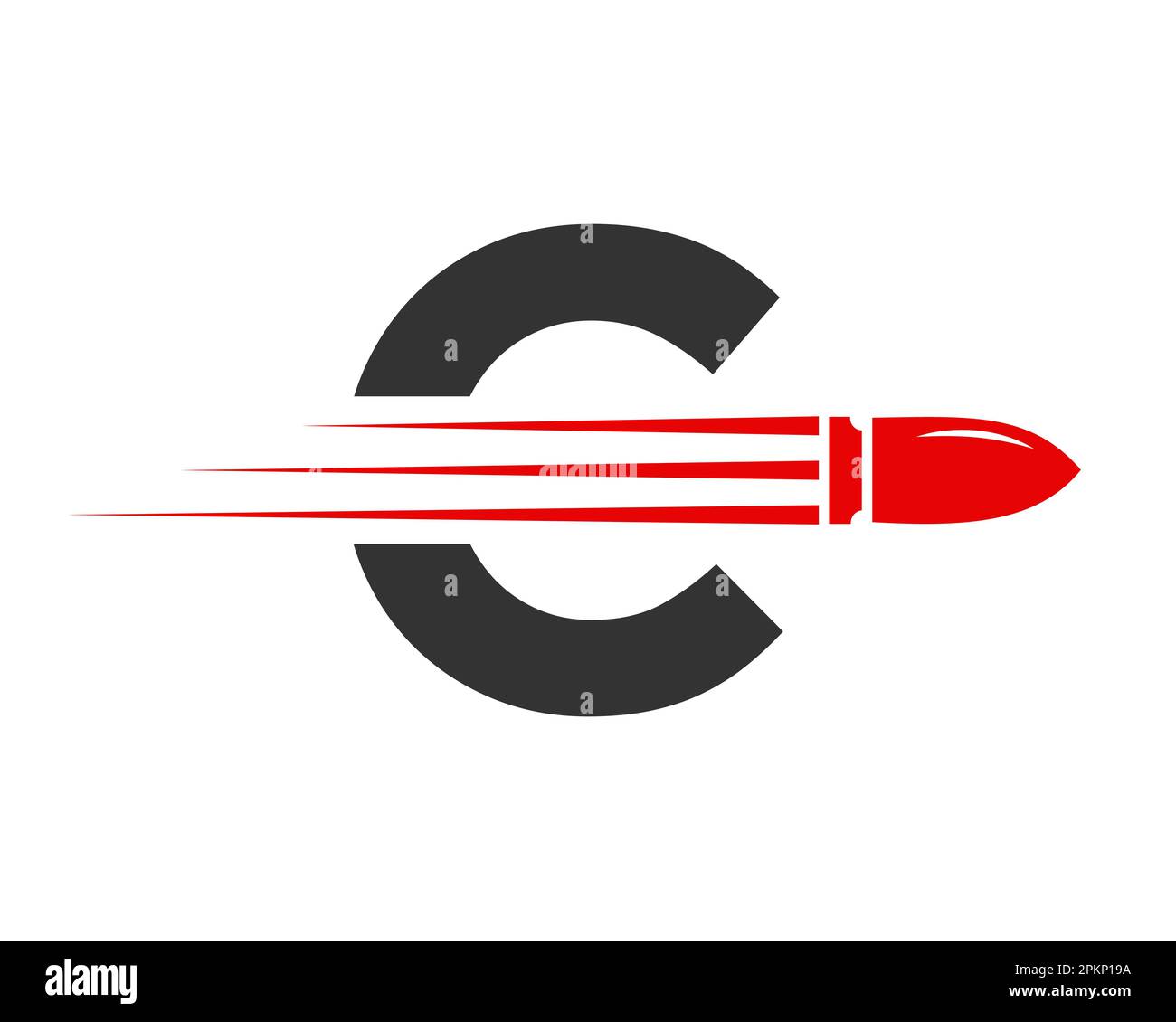 Letter C Shooting Bullet Logo With Concept Weapon For Safety and ...