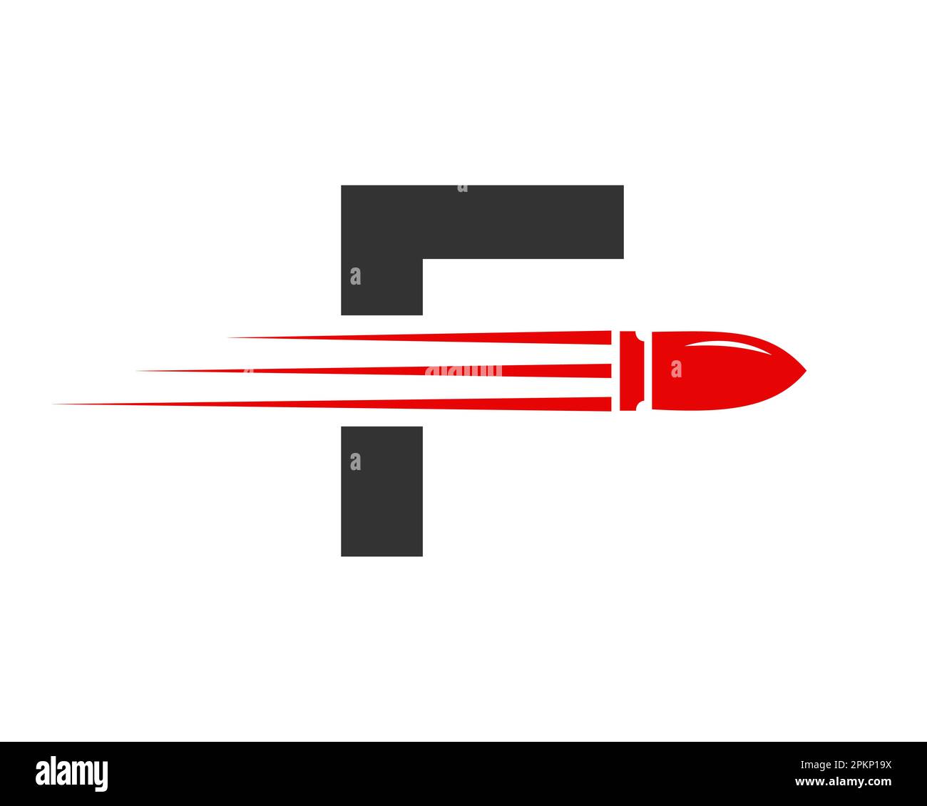 Letter F Shooting Bullet Logo With Concept Weapon For Safety and ...
