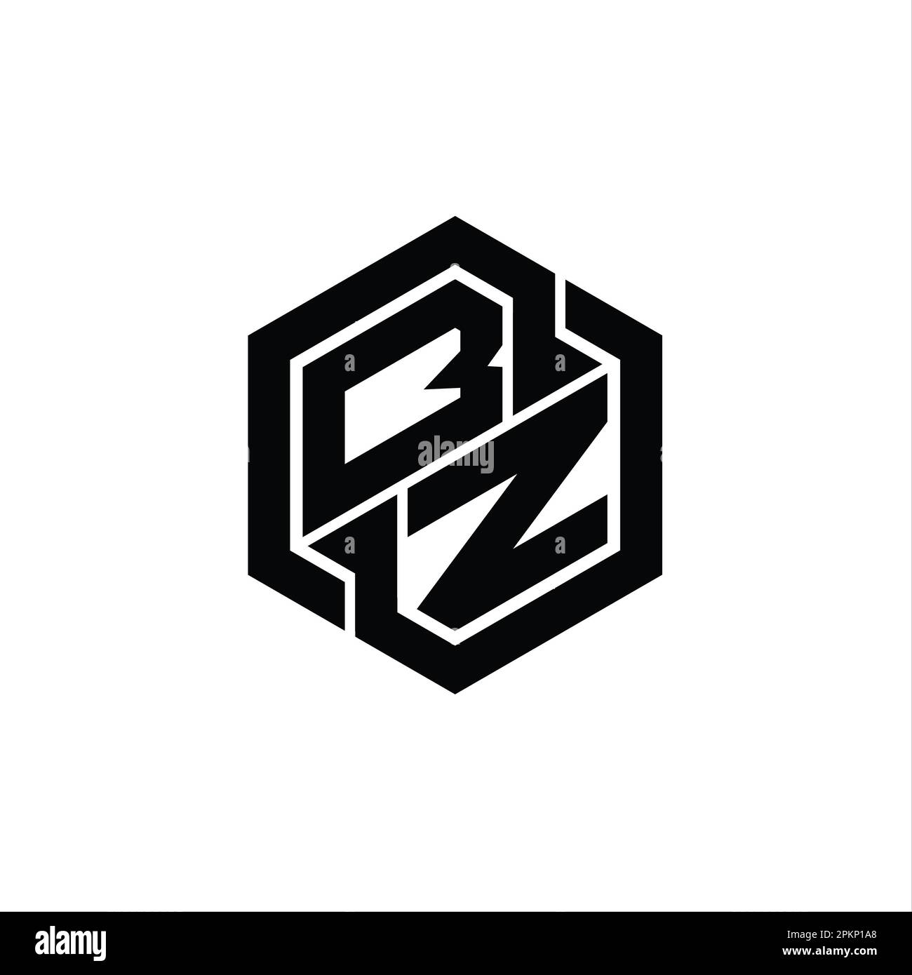 BZ Logo monogram gaming with hexagon geometric shape design template ...
