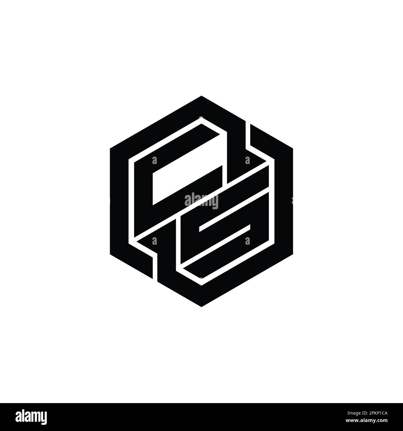 CS Logo monogram gaming with hexagon geometric shape design template ...