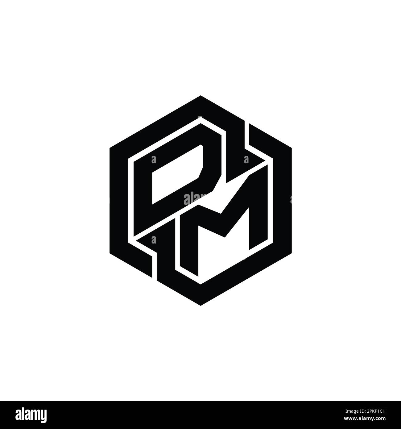 DM Logo monogram gaming with hexagon geometric shape design template ...