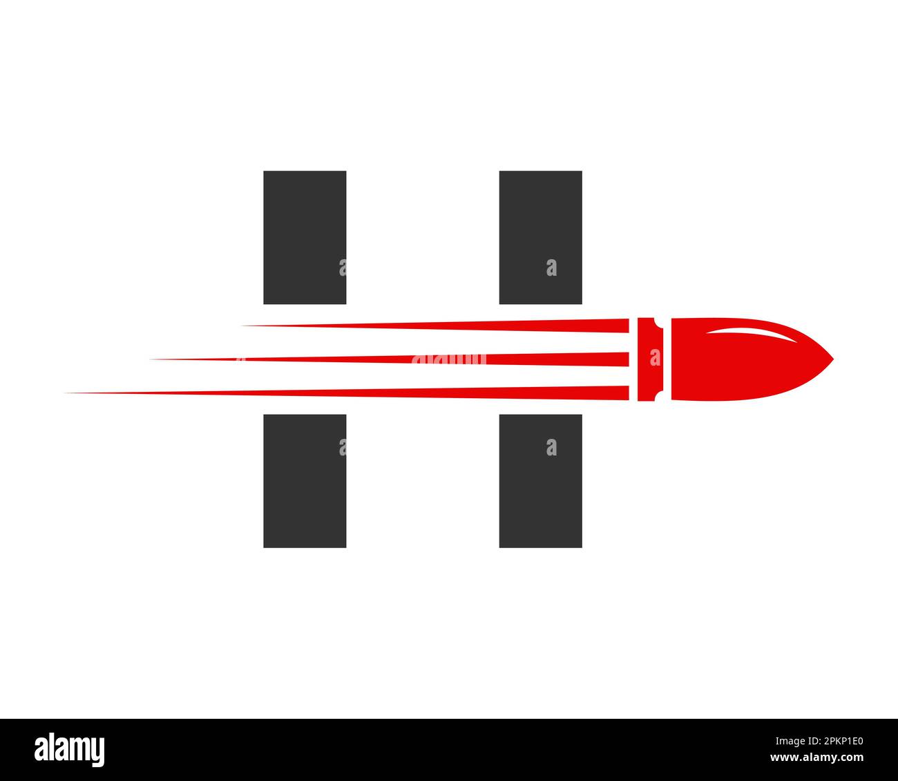 Letter H Shooting Bullet Logo With Concept Weapon For Safety and ...