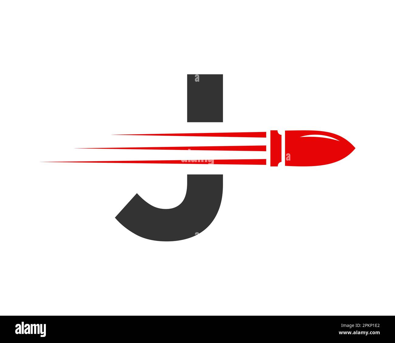 Letter J Shooting Bullet Logo With Concept Weapon For Safety and ...