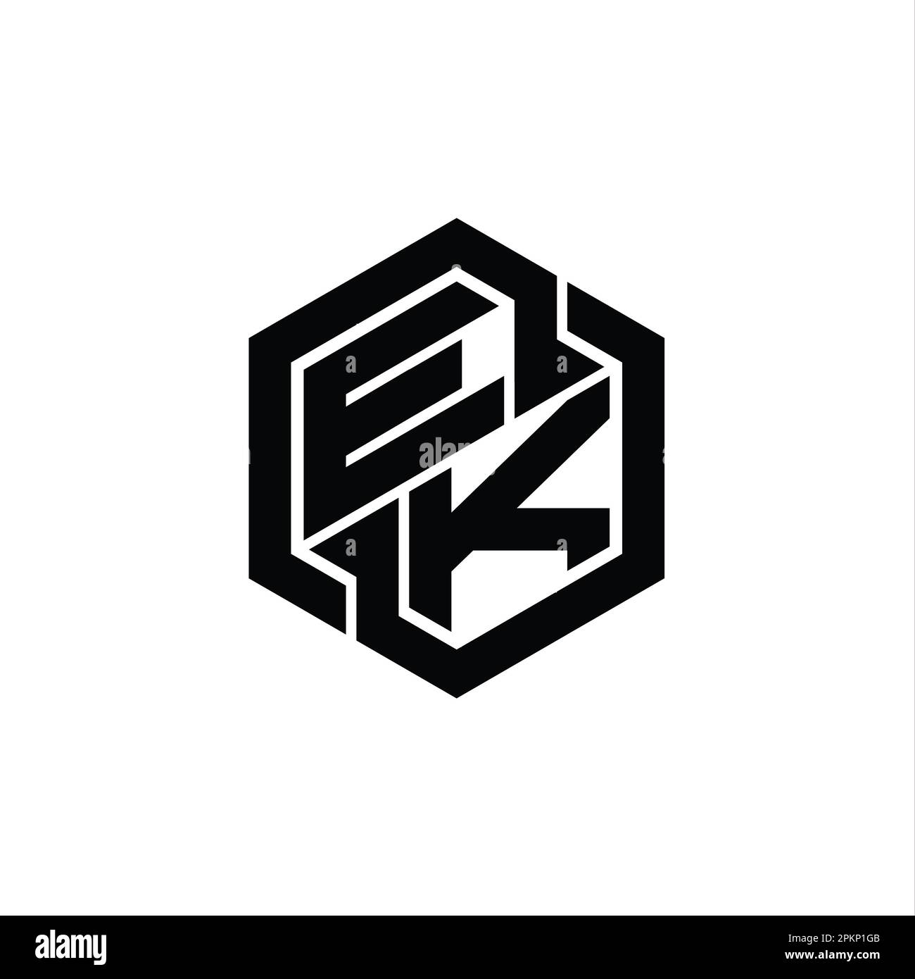 EK Logo monogram gaming with hexagon geometric shape design template Stock Photo - Alamy