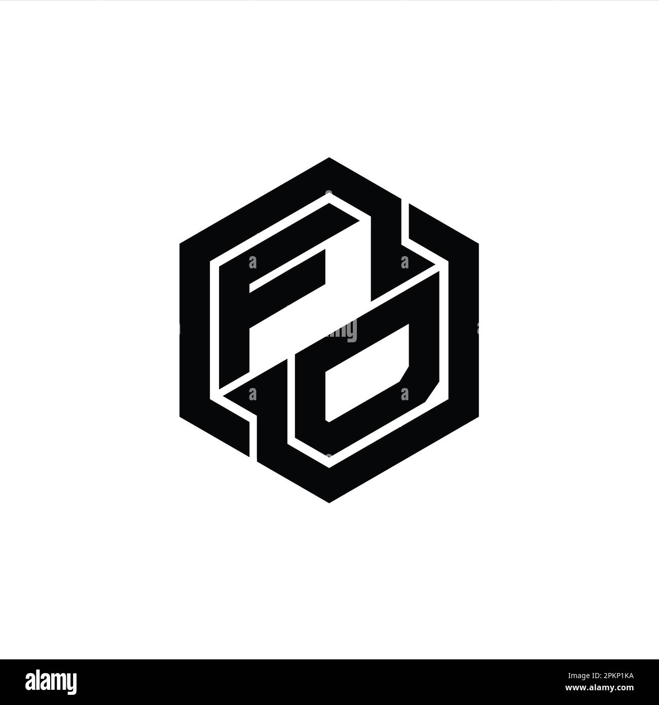FD Logo monogram gaming with hexagon geometric shape design template ...