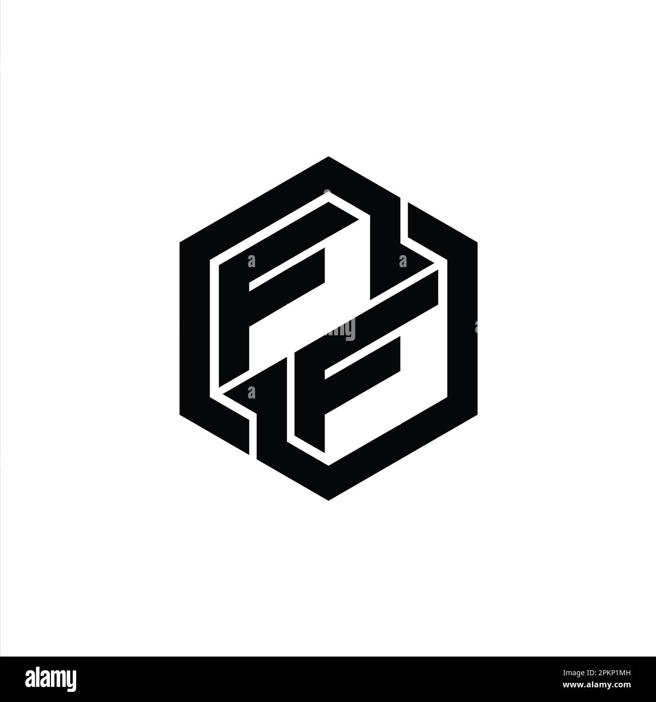 FF Logo monogram gaming with hexagon geometric shape design template ...