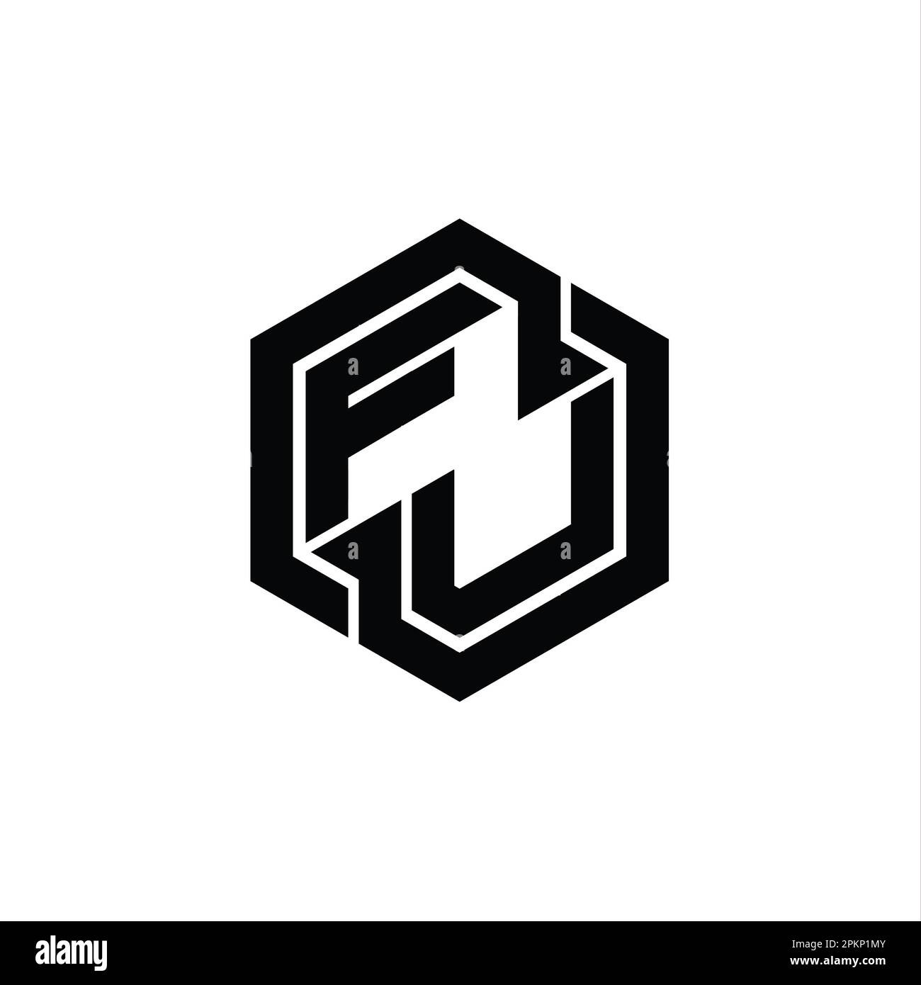 FU Logo monogram gaming with hexagon geometric shape design template ...
