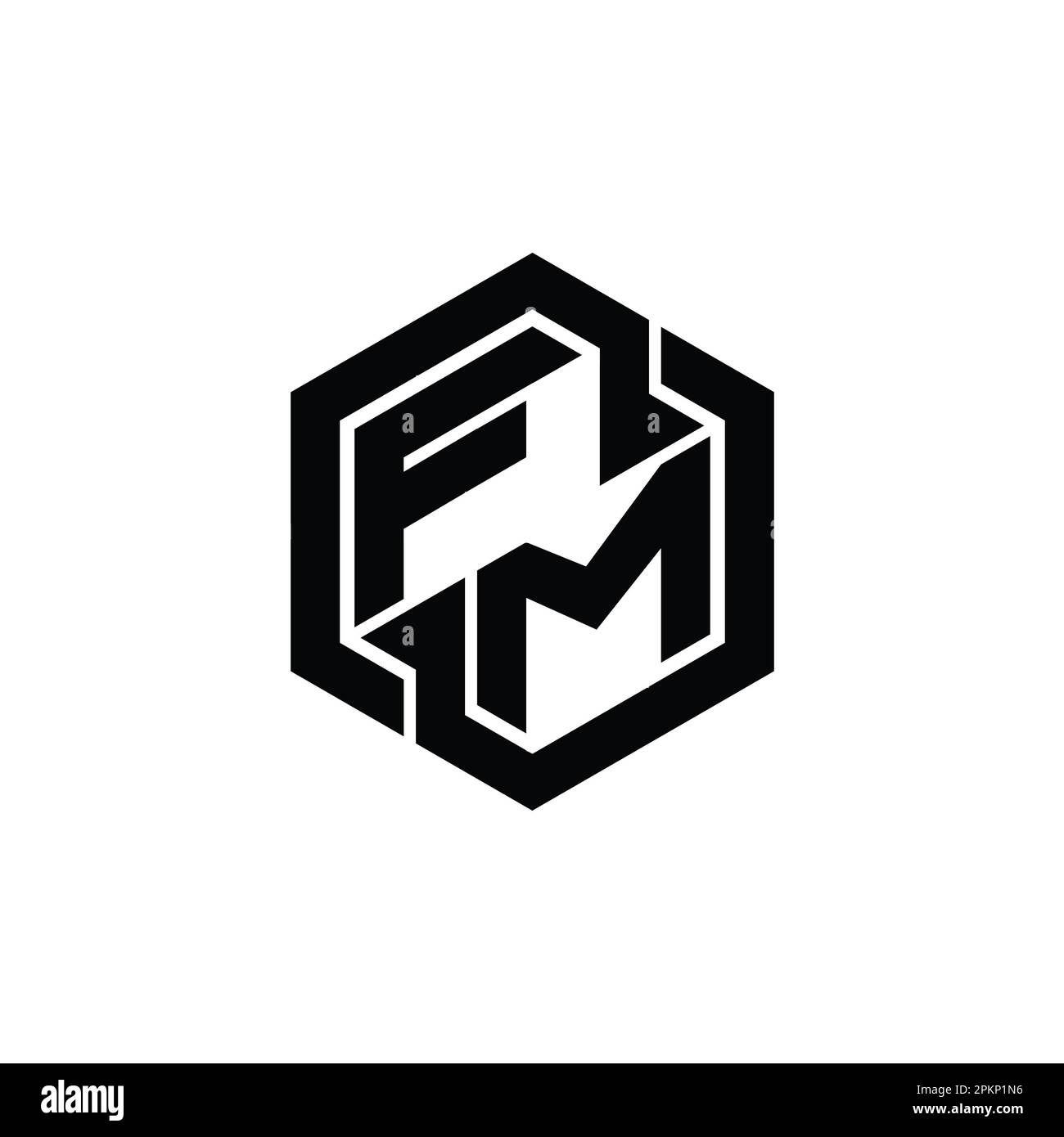 FM Logo monogram gaming with hexagon geometric shape design template ...