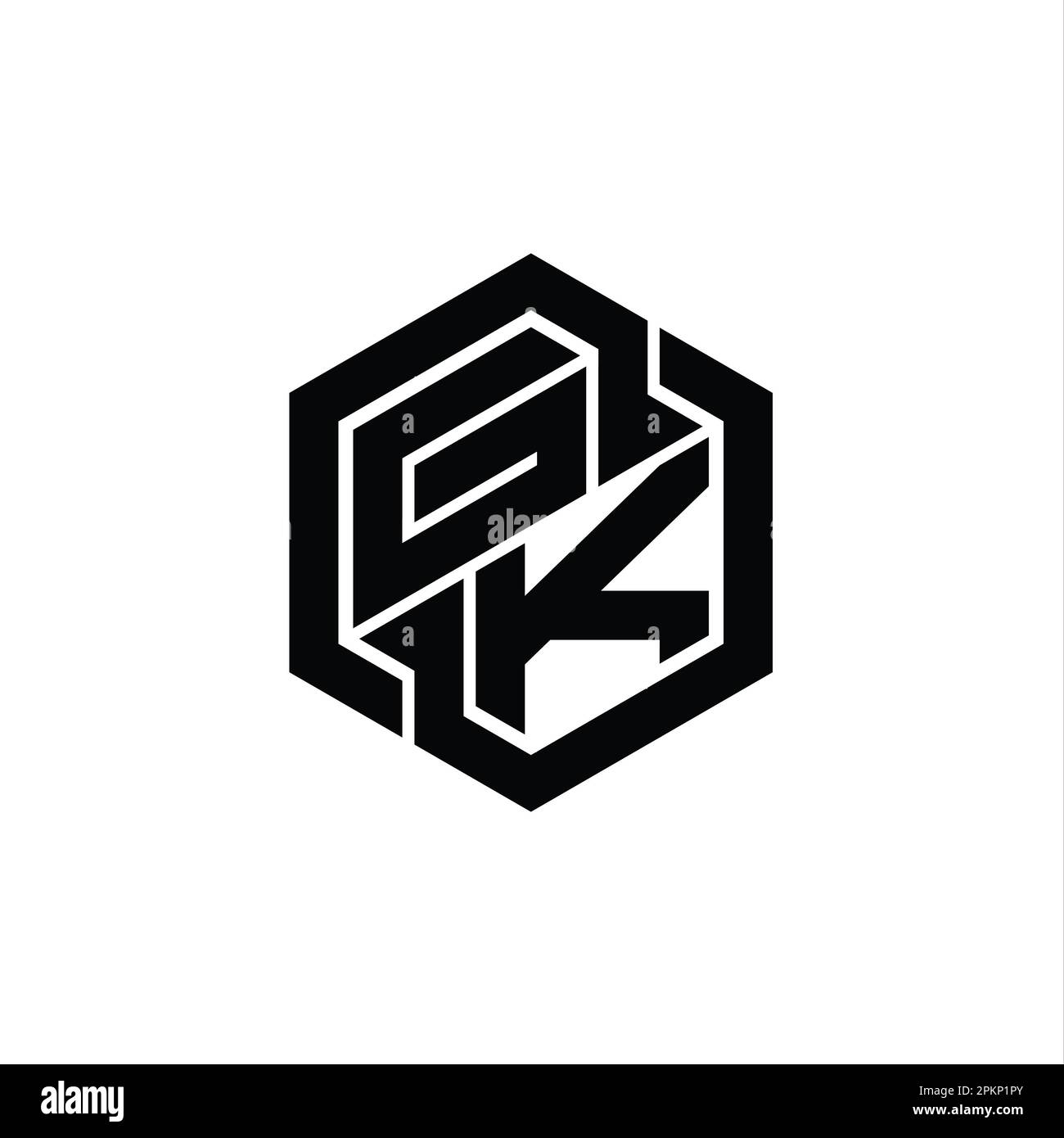 GK Logo monogram gaming with hexagon geometric shape design template ...