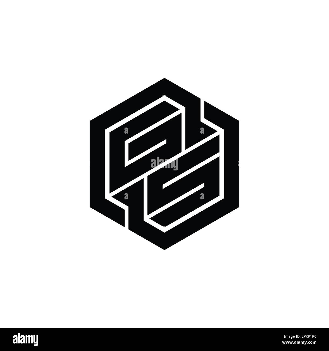 GS Logo monogram gaming with hexagon geometric shape design template ...