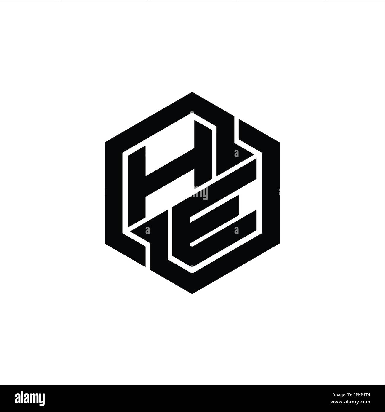 HE Logo monogram gaming with hexagon geometric shape design template ...